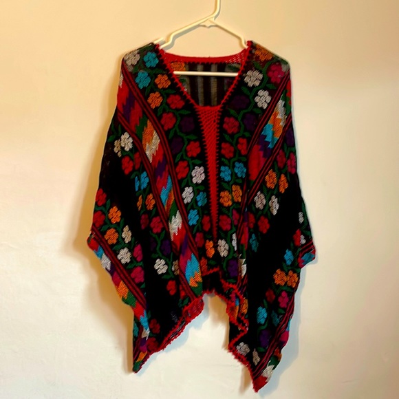 Unique Vintage | Tops | Onesize Huipil Handmade Black Color With ...